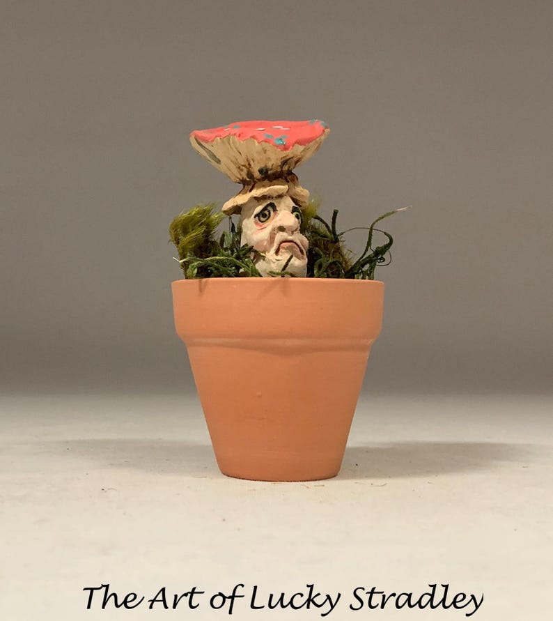 SHROOM STICK- Ready to Ship - Hand Sculpted, Plant Stake. A Silly Face ...