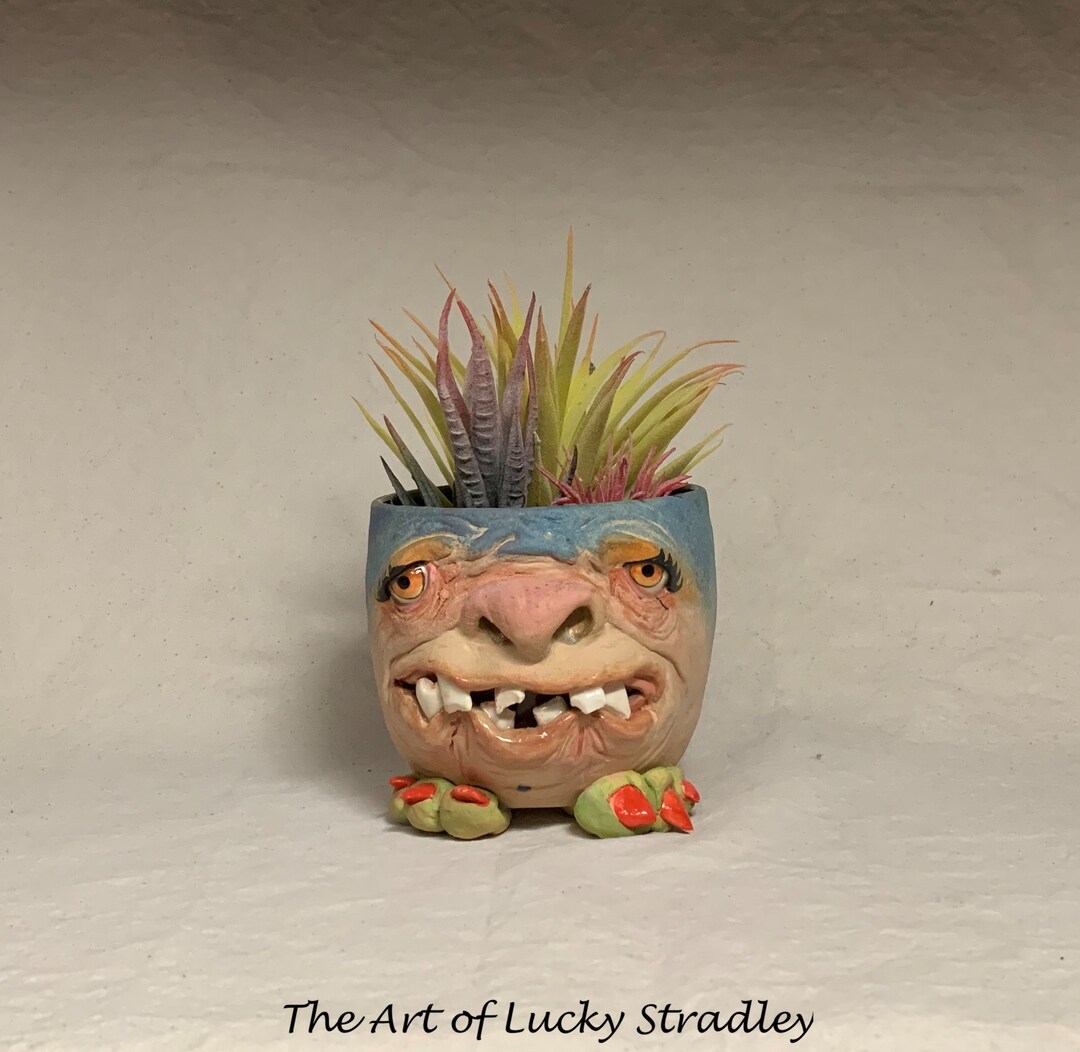 Small Monster Pot Planter Ready to Ship - Wheel Thrown, Hand Sculpted ...
