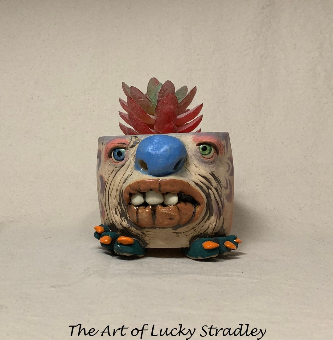 Small Monster Pot Planter Ready to Ship - Wheel Thrown, Hand Sculpted ...