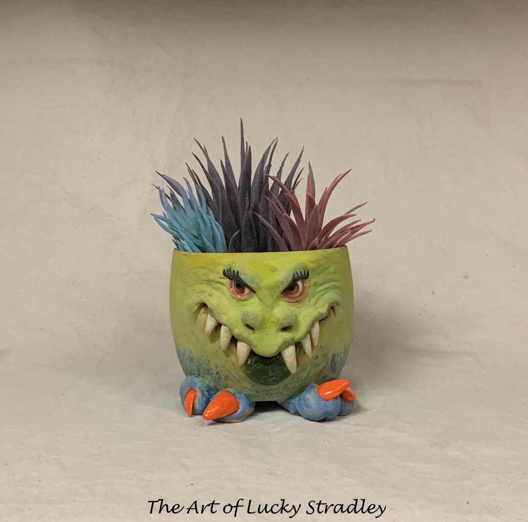 Small Monster Pot Planter Ready to Ship Wheel Thrown, Hand Sculpted ...