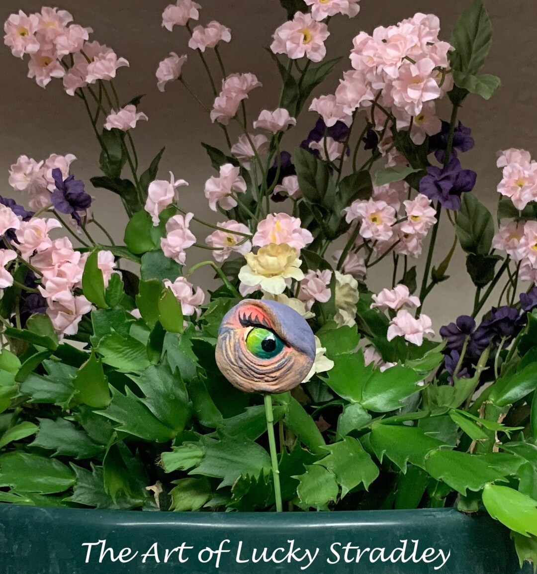 PLANT STAKES -ready to Ship, Hand Sculpted Flower Stake to Keep an "eye ...