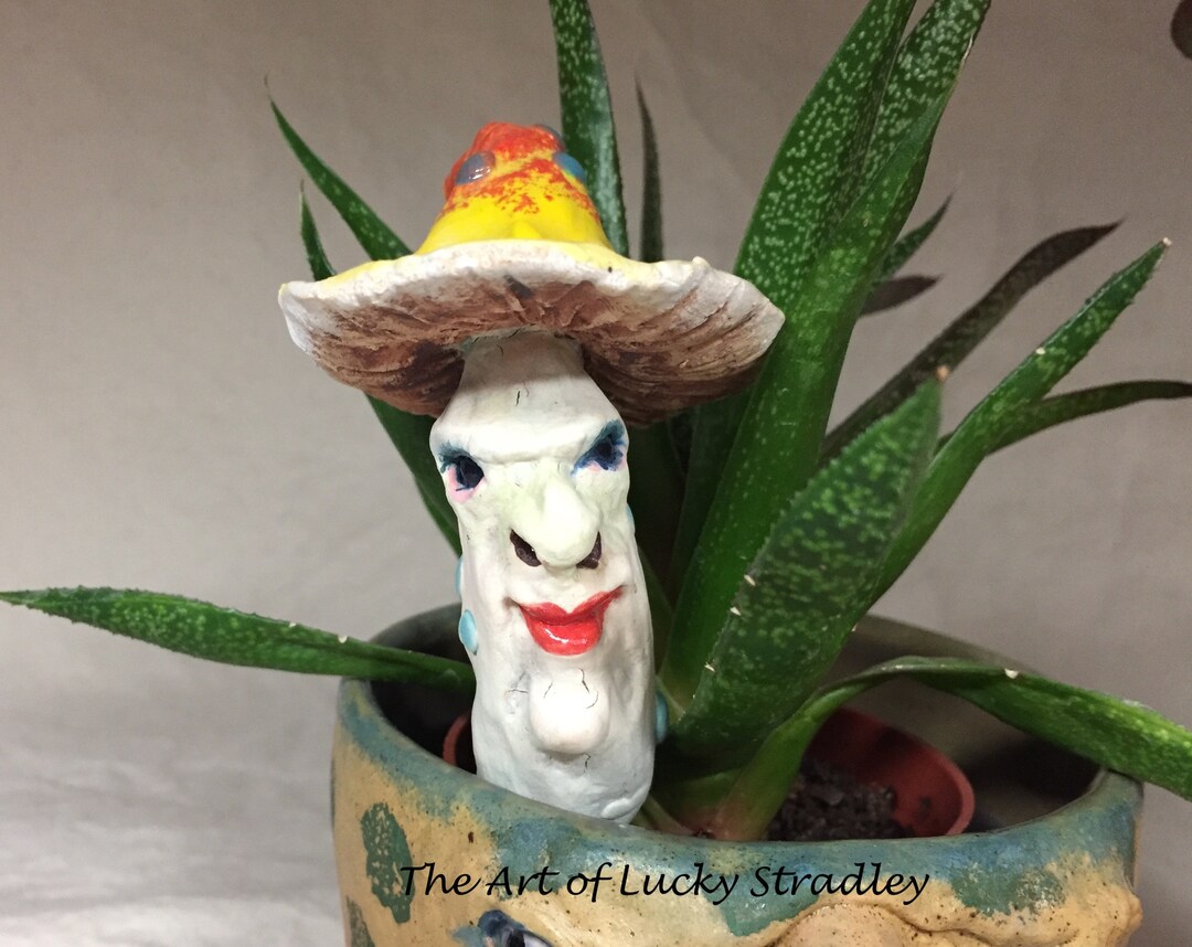 SHROOM STICK - Ready to Ship - Hand Sculpted, Plant Stake. Just a ...