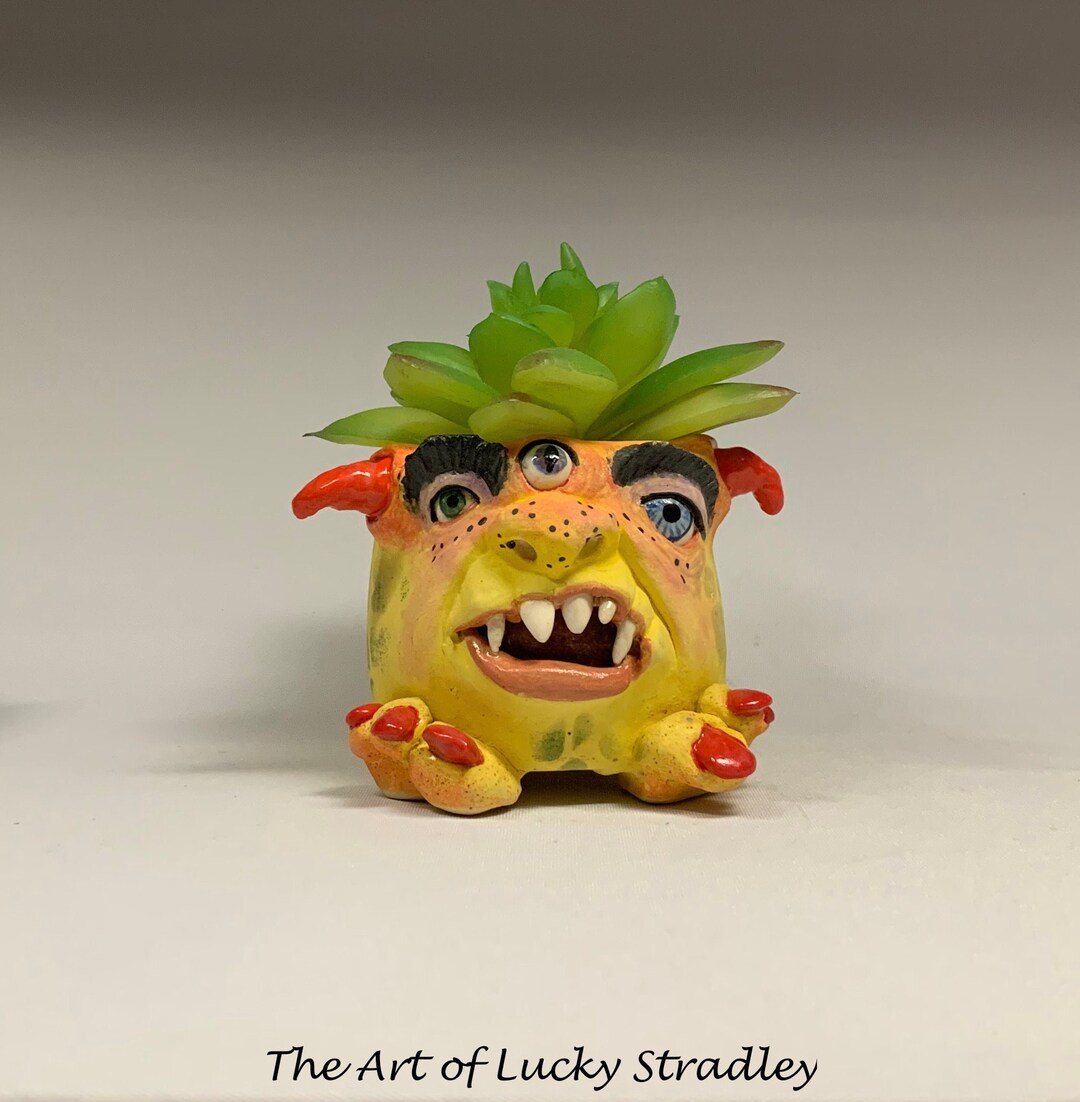 Really Small Monster Pot Planter -ready to Ship - Wheel Thrown, Hand ...