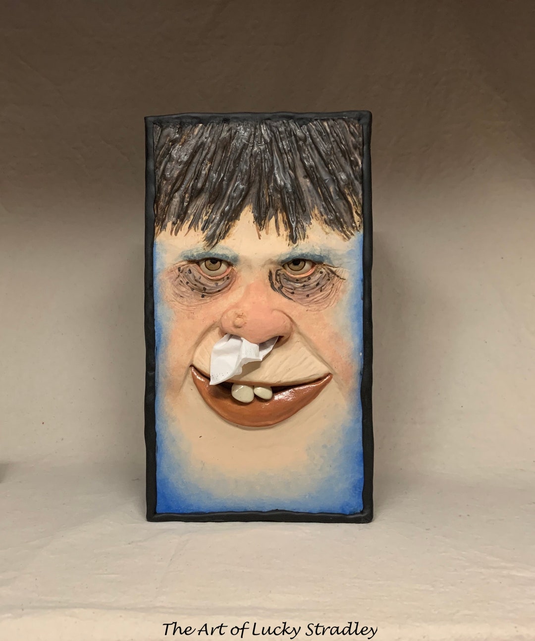 SNUFFLE BOX Tissue Holder Hand Sculpted Tile Attached to a - Etsy