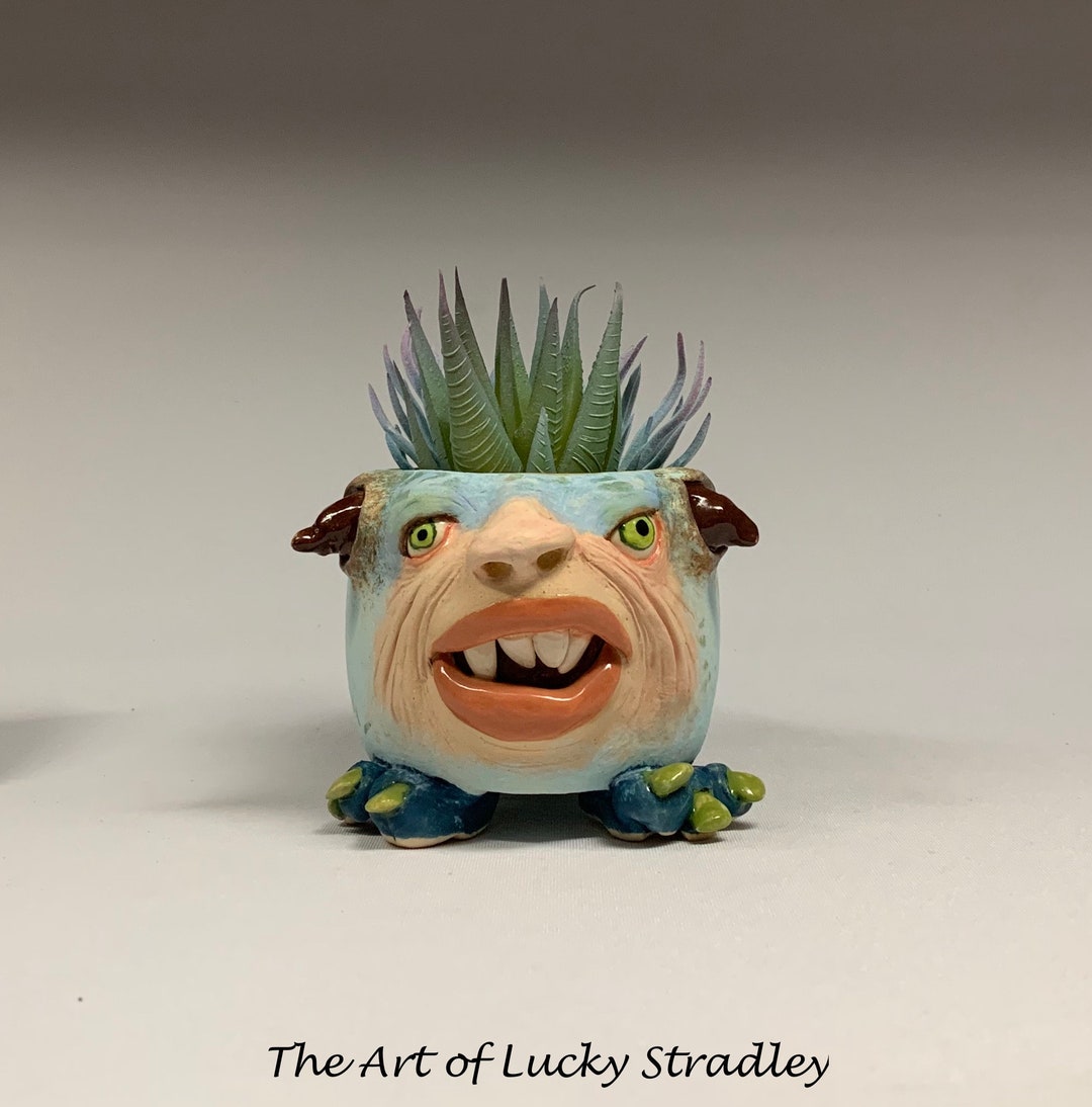 Really Small Monster Pot Planter -ready to Ship- Wheel Thrown, Hand ...
