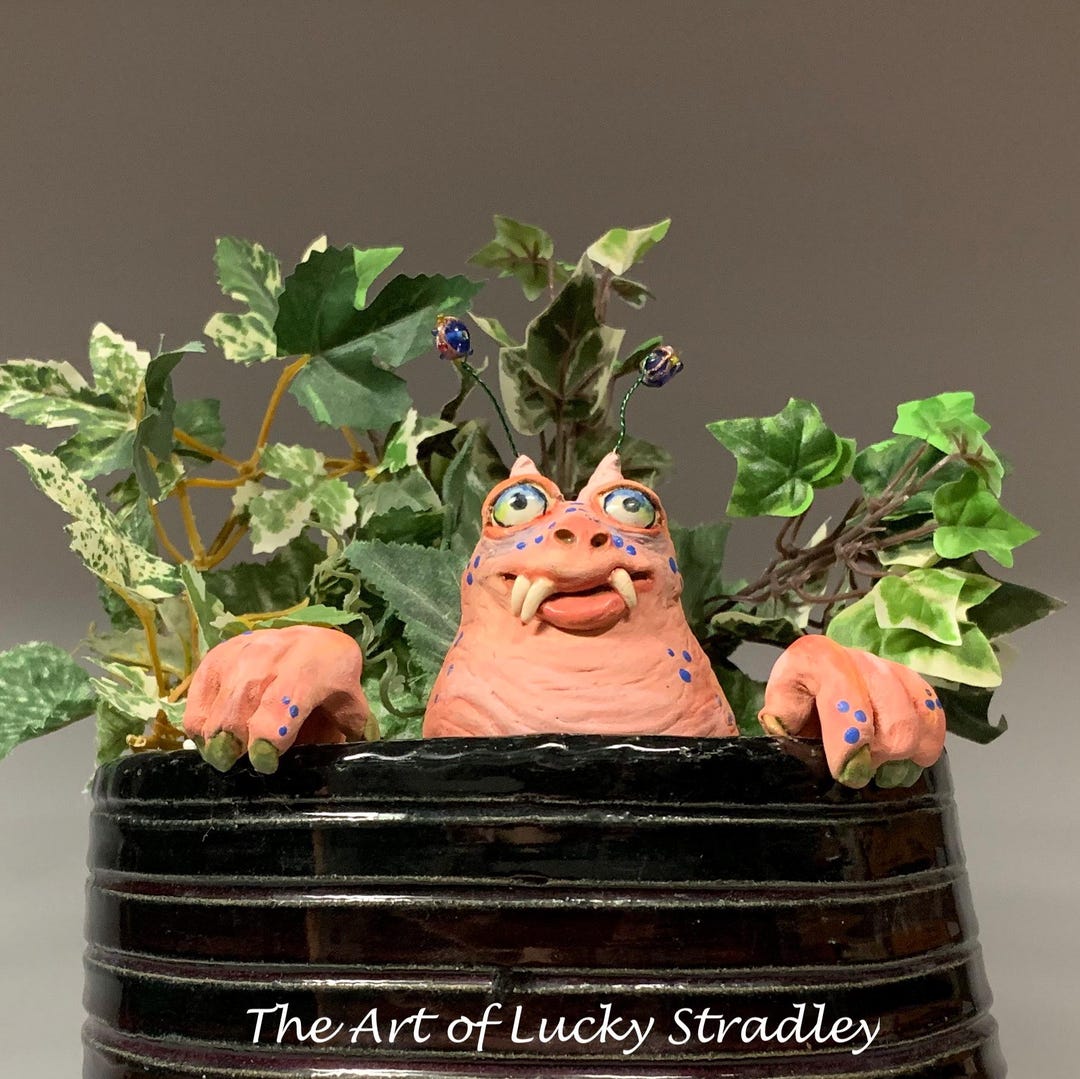 POT CREEPER - Ready to Ship - Hand Sculpted Figure With Hand Stakes to ...