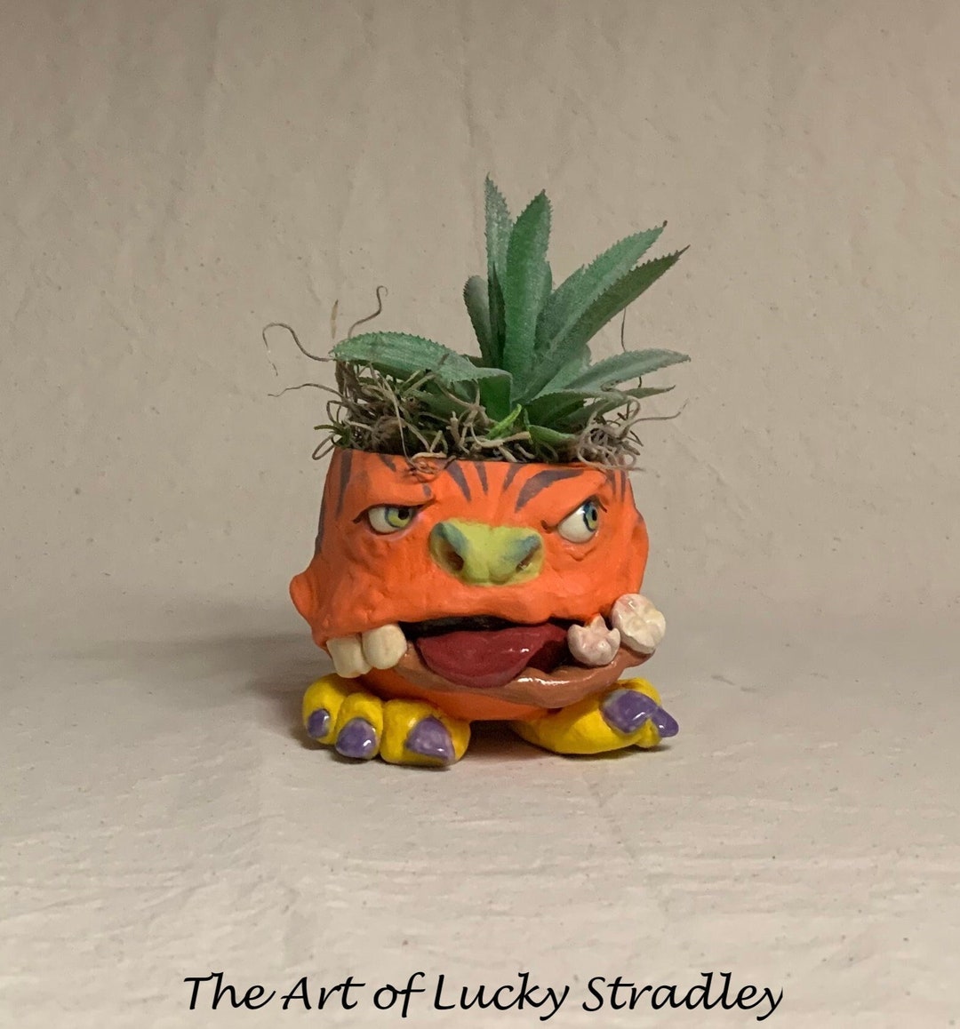 Really Small Monster Pot Planter - Wheel Thrown, Hand Sculpted. Just a ...