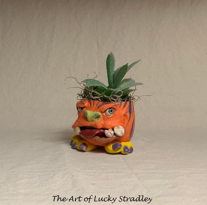 Really Small Monster Pot Planter - Wheel Thrown, Hand Sculpted. Just a ...