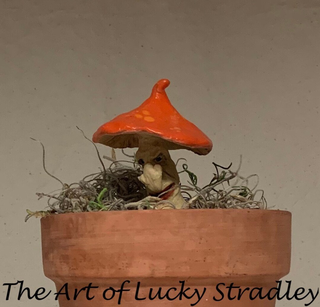 SHROOM STICK Ready to Ship Hand Sculpted, Plant Stake. Just a Friendly ...