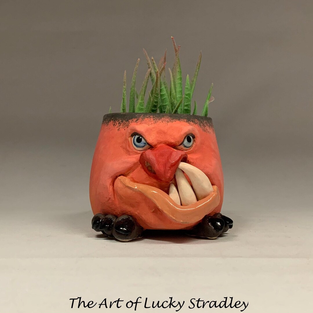Small Monster Pot Planter -ready to Ship - Wheel Thrown, Hand Sculpted ...