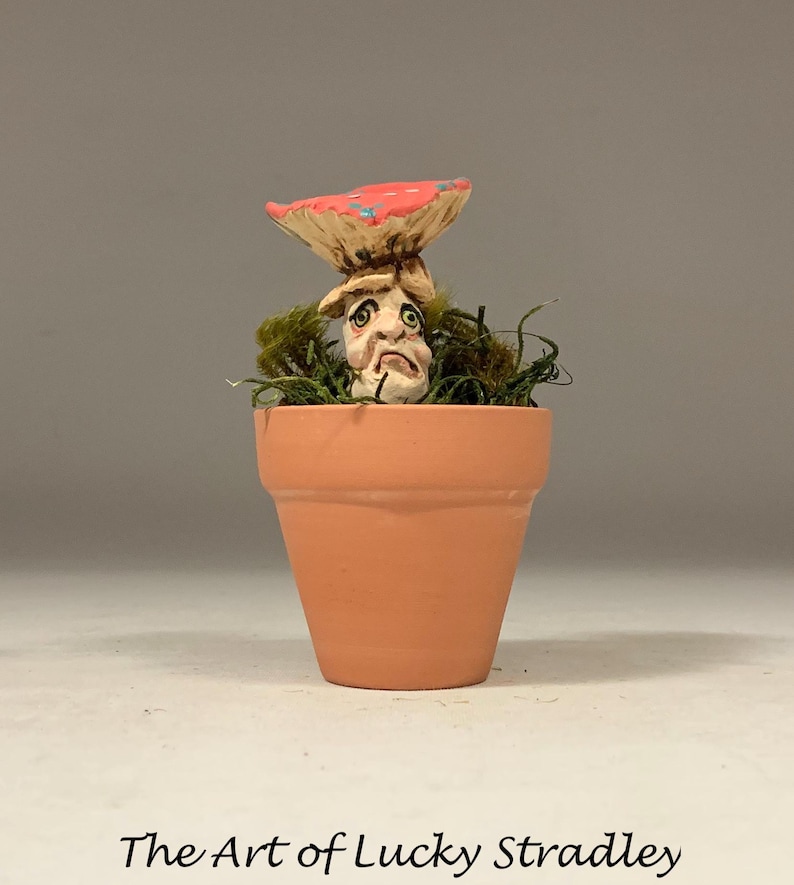 SHROOM STICK- Ready to Ship - Hand Sculpted, Plant Stake. A Silly Face ...