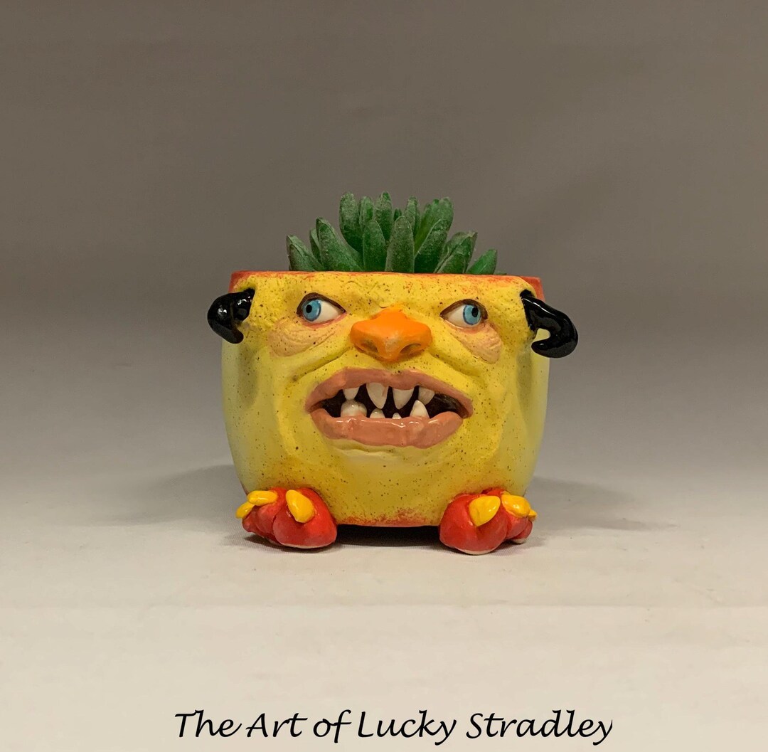 Small Monster Pot Planter- Ready to Ship - Wheel Thrown, Hand Sculpted ...