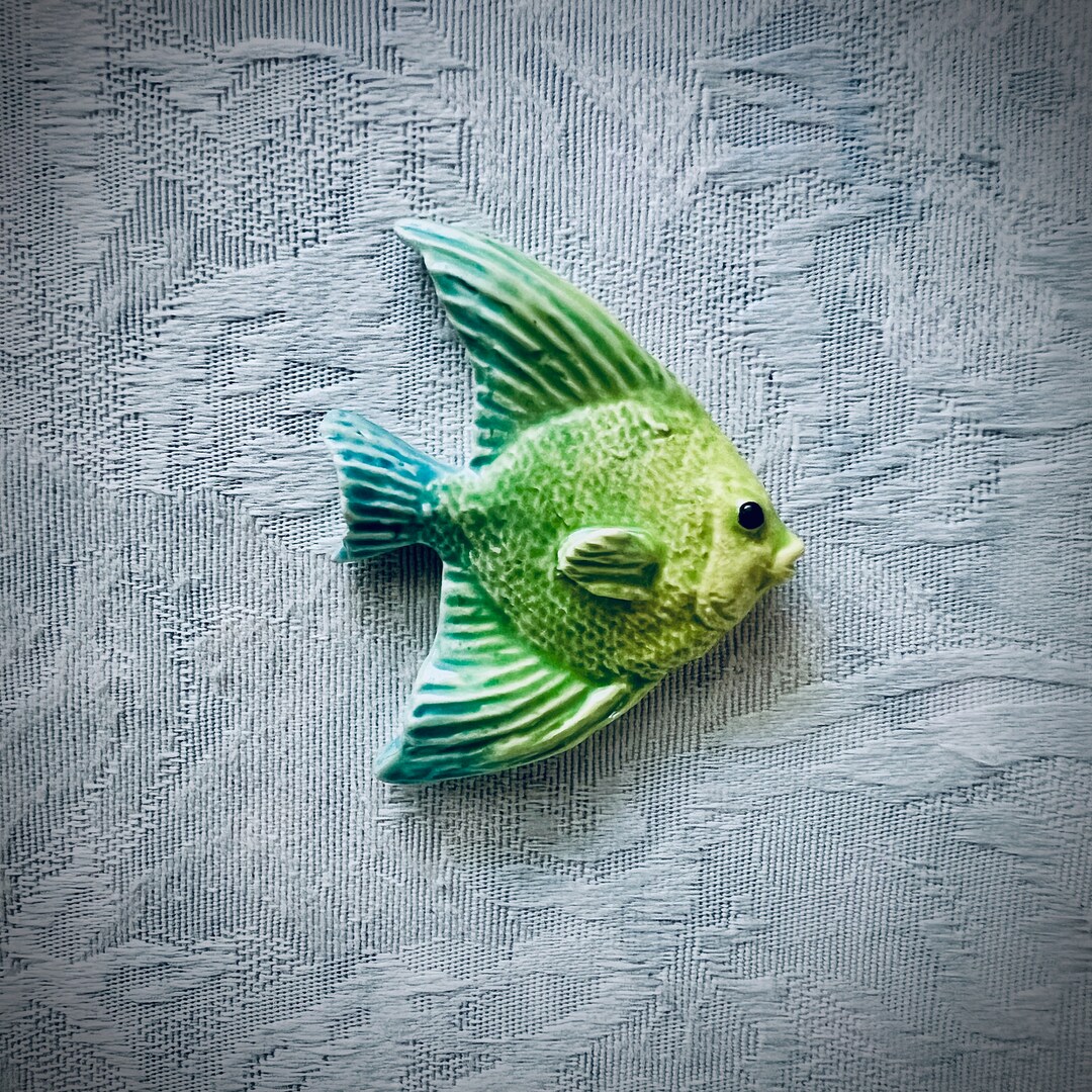 Green/blue Ceramic Fish, Hand Painted Art Tile, Seascape Mosaic Supply ...