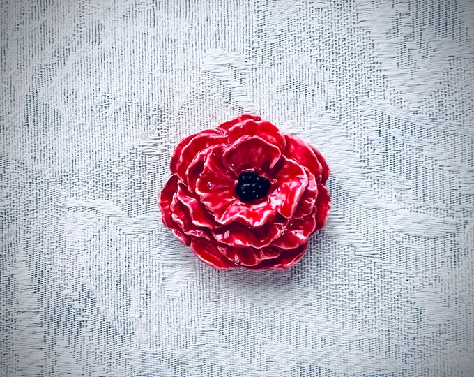 Red Ceramic Poppy Tile for Mosaic Garden Art, Flower Wall Art, Mixed ...