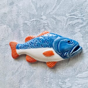 Blue Ceramic Fish for Seascape Mosaic, Ocean Art, Hand Painted Tile - Etsy