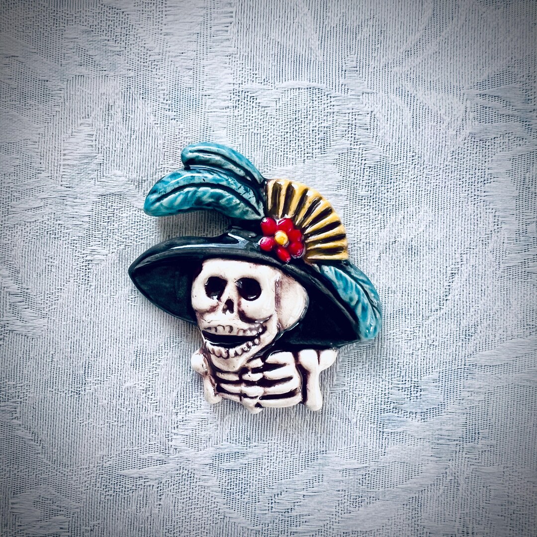 Blue & Black Ceramic Skull Tile for Mosaic Art, Day of the Dead Mixed ...