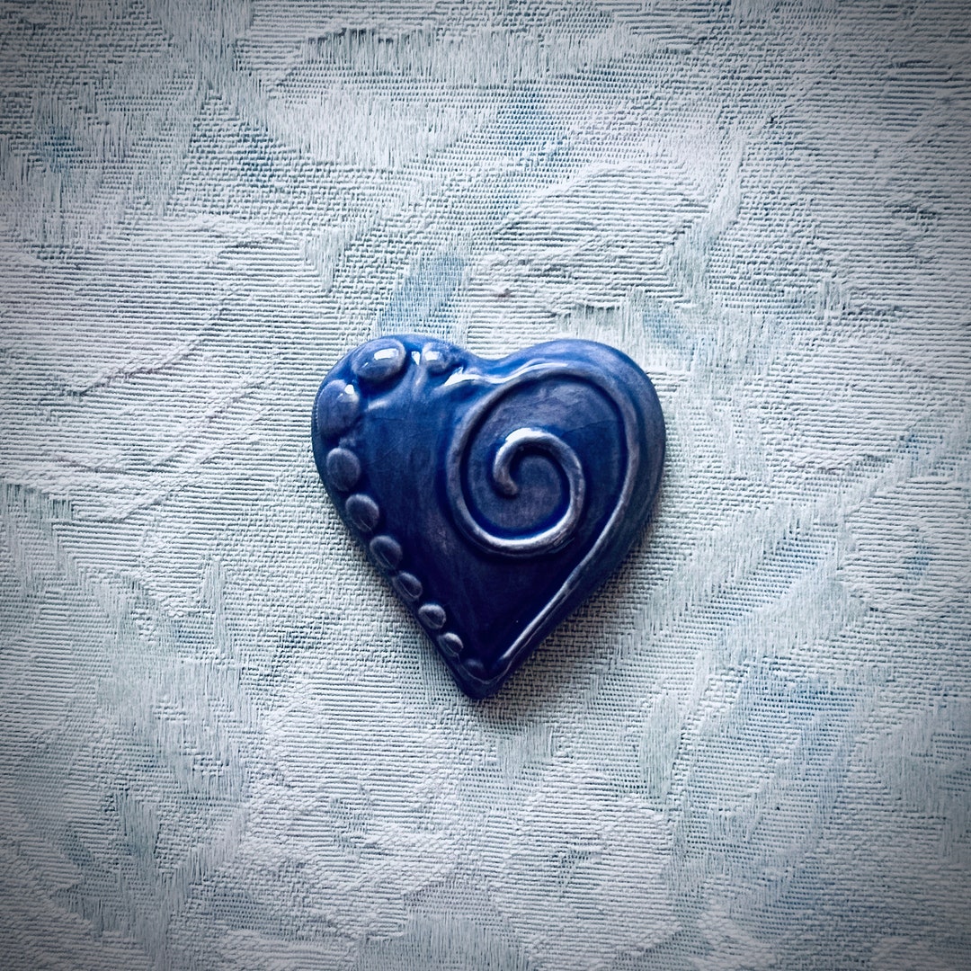 Purple Ceramic Heart Tile for Mosaic Valentine Art, Gift for Her, Hand ...