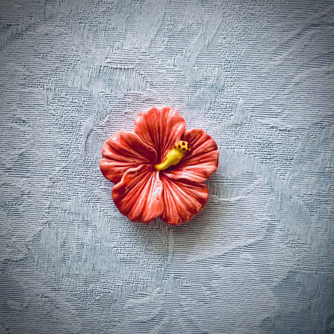 Orange Ceramic Hibiscus for Mosaic Garden Art, Stepping Stone or Bird ...