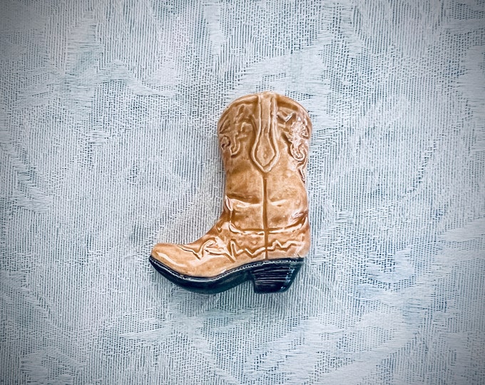 Tan Ceramic Cowboy Boot for Mosaic Art, Western Decor, Hand Painted ...