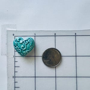Blue Ceramic Heart for Mosaic Art, Valentine Mixed Media, Hand Painted ...