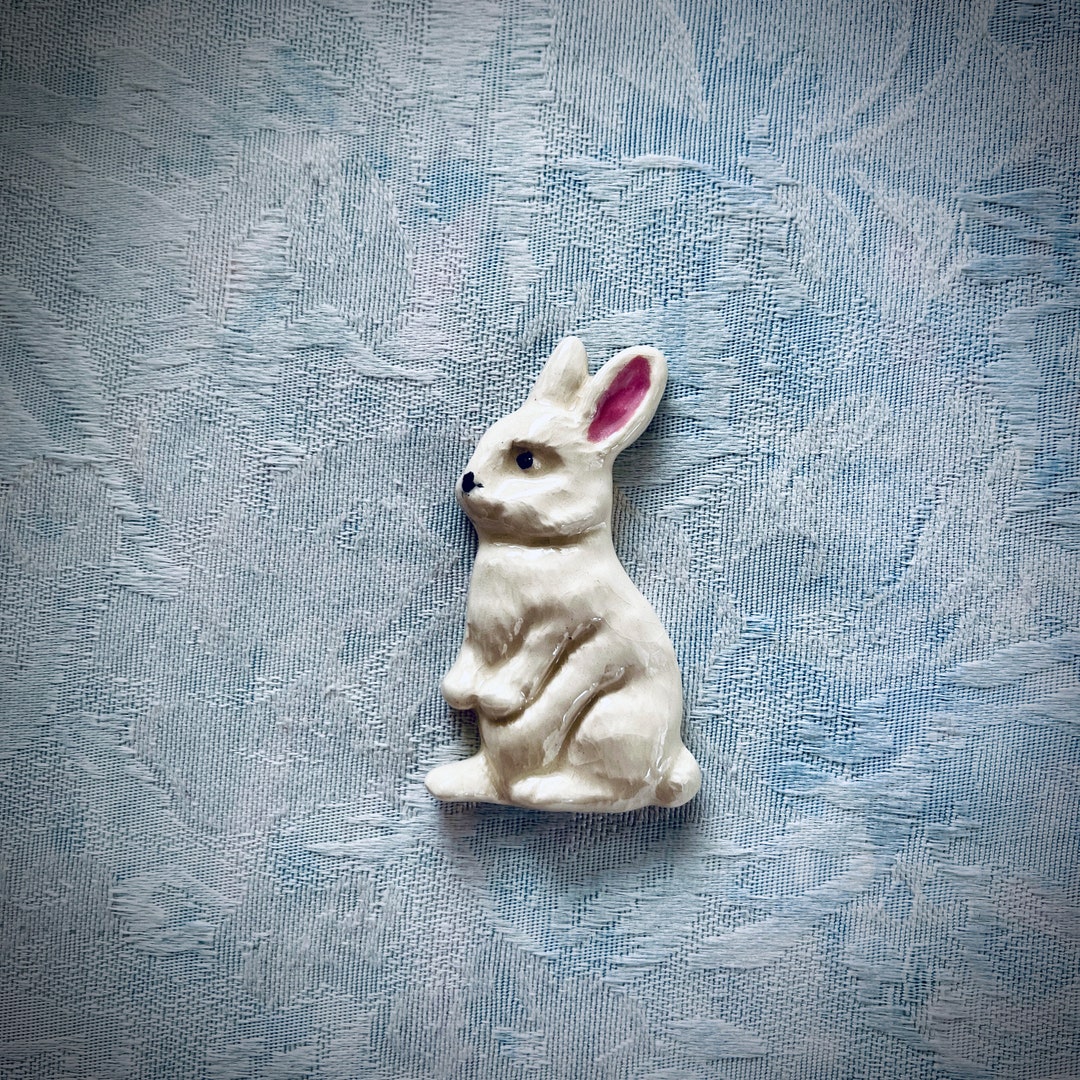 White Ceramic Rabbit Tile for Mosaic Garden Art, Bunny Stepping Stone ...