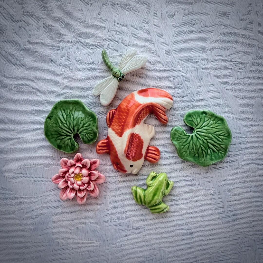 6 Koi Pond Ceramic Art Tiles, Hand Painted, Seascape Mosaic Supply - Etsy