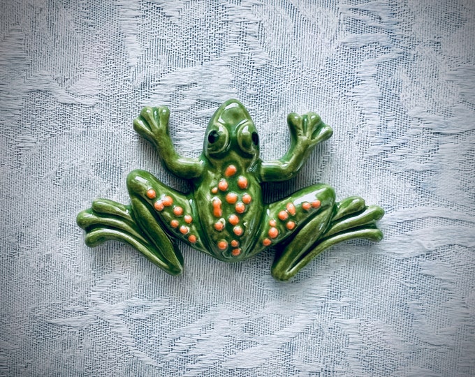 Green Ceramic Frog for Mosaic Garden Art, Stepping Stone, Hand Painted ...