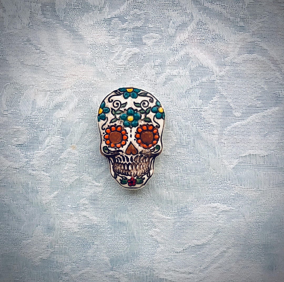 Decorative Ceramic Skull, Hand Painted Art Tile, Day of the Dead Mosaic ...