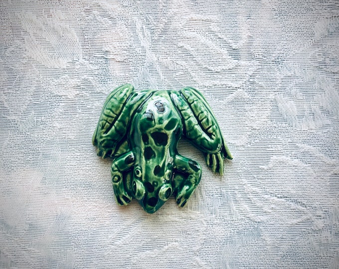 Green Ceramic Frog for Mosaic Garden Art, Stepping Stone, Hand Painted ...