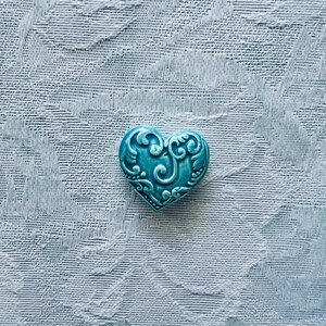 Blue Ceramic Heart for Mosaic Art, Valentine Mixed Media, Hand Painted ...
