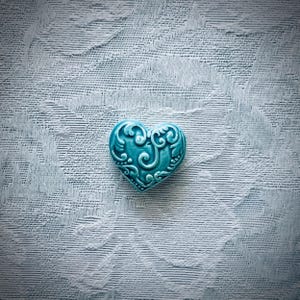 Blue Ceramic Heart for Mosaic Art, Valentine Mixed Media, Hand Painted ...