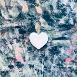 Blue Ceramic Heart for Mosaic Art, Valentine Mixed Media, Hand Painted ...