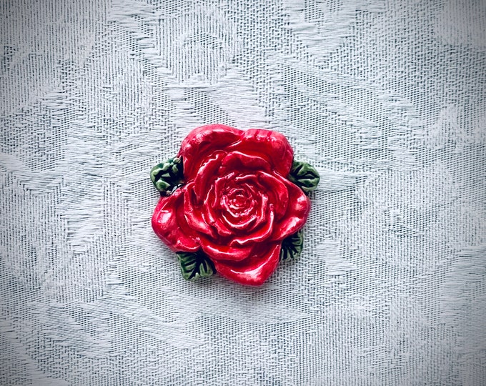Red Ceramic Rose for Mosaic Garden Art, Stepping Stone or Bird Bath ...