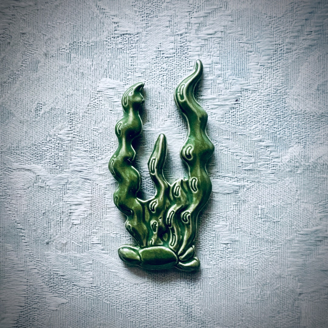 Green Ceramic Seaweed for Mosaic Seascape Art, Hand Painted Tile - Etsy