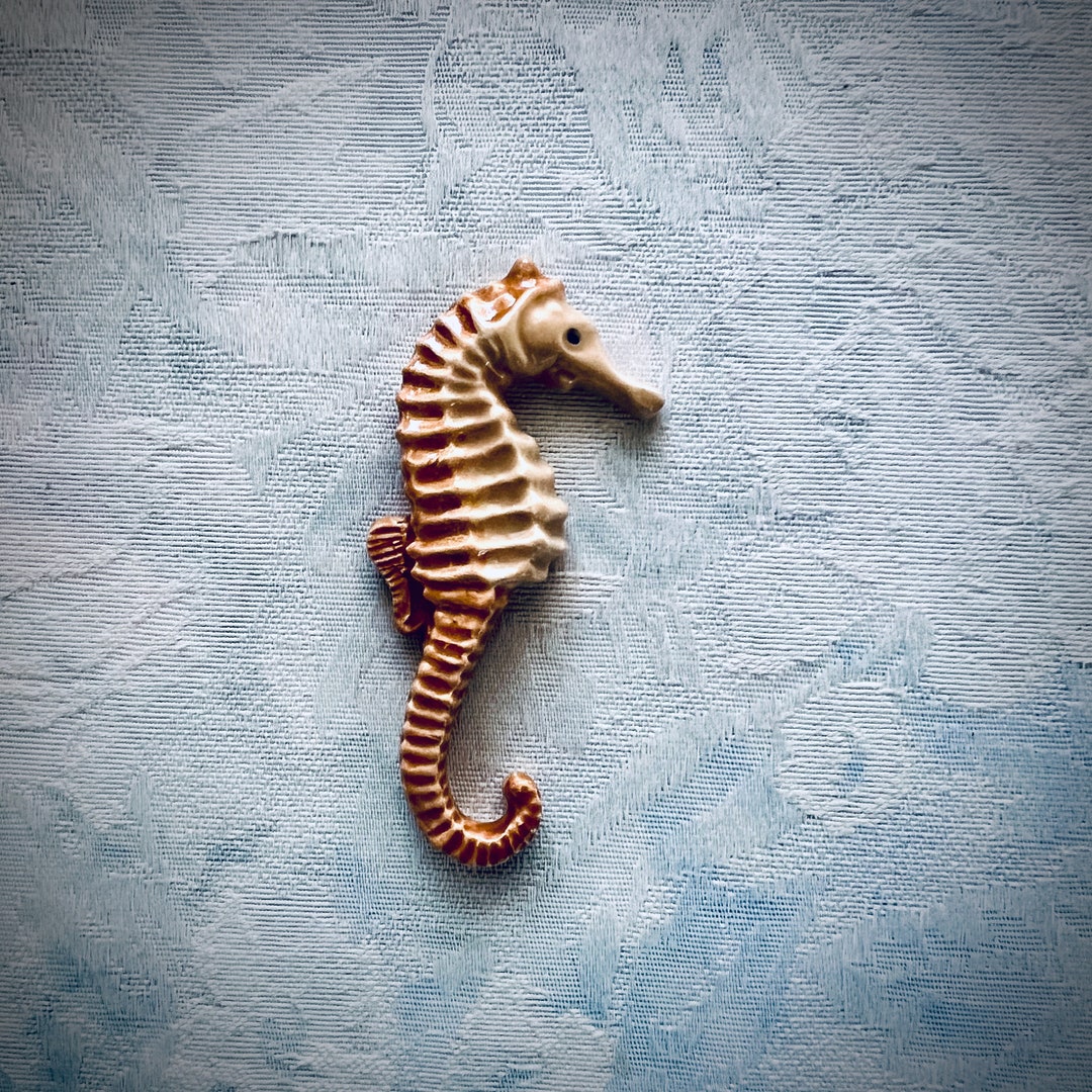 Tan Ceramic Seahorse for Mosaic Seascape Art, Sea Life Shower Wall or ...