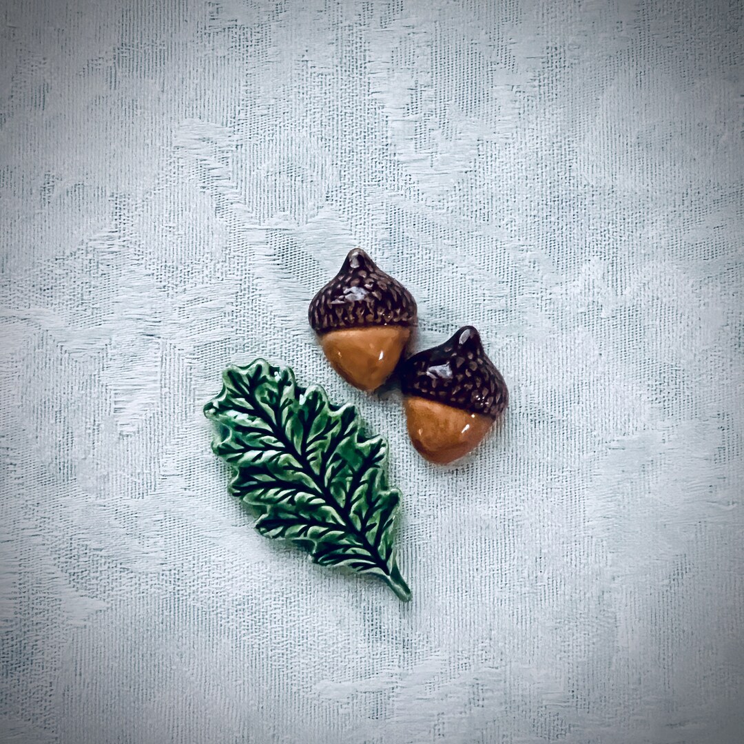 Ceramic Acorns & Oak Leaf Tiles for Mosaic Garden Art - Etsy
