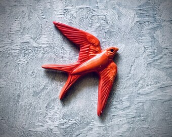 Purple Ceramic Bird for Mosaic Garden Art, Bird Bath, Hand Painted Tile ...