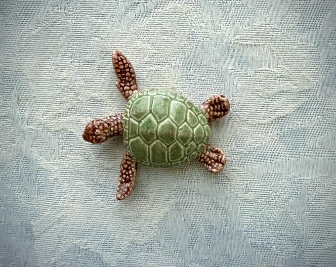 Green Ceramic Sea Turtle, Hand Painted Art Tile, Seascape Mosaic Supply ...