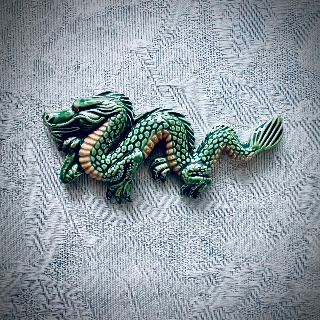 Ceramic Dragon Tile for Mosaic Garden Art, Celtic Dragon, Hand Painted ...