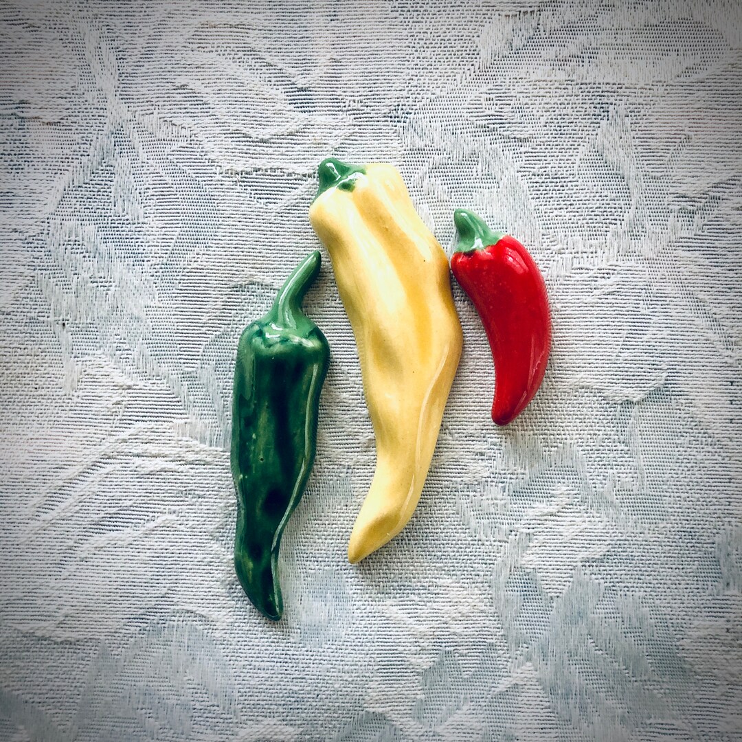 3 Ceramic Peppers, Hand-painted Art Tile, Garden Mosaic Supply - Etsy