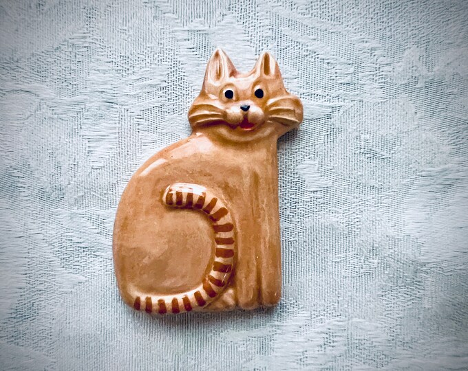 Tan Ceramic Cat Tile for Mosaic Garden Art, Cat Lover Stepping Stone ...
