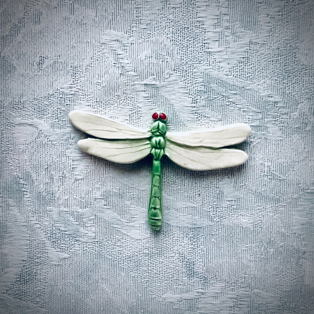 Green Ceramic Dragonfly for Mosaic Garden Art, Koi Pond Stepping Stone ...