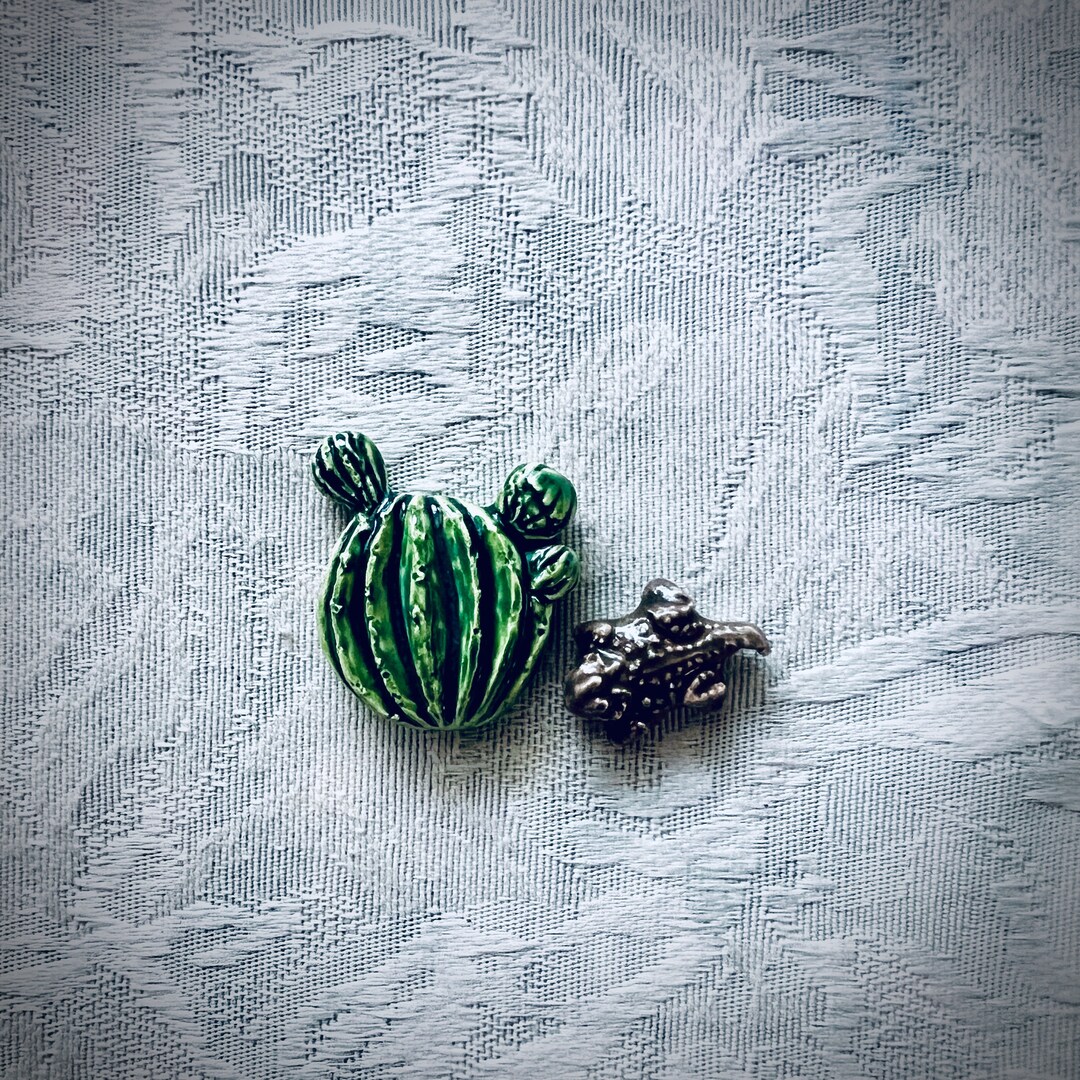 2 Ceramic Desert Tiles for Mosaic Southwest Art, Cactus & Horned Toad ...