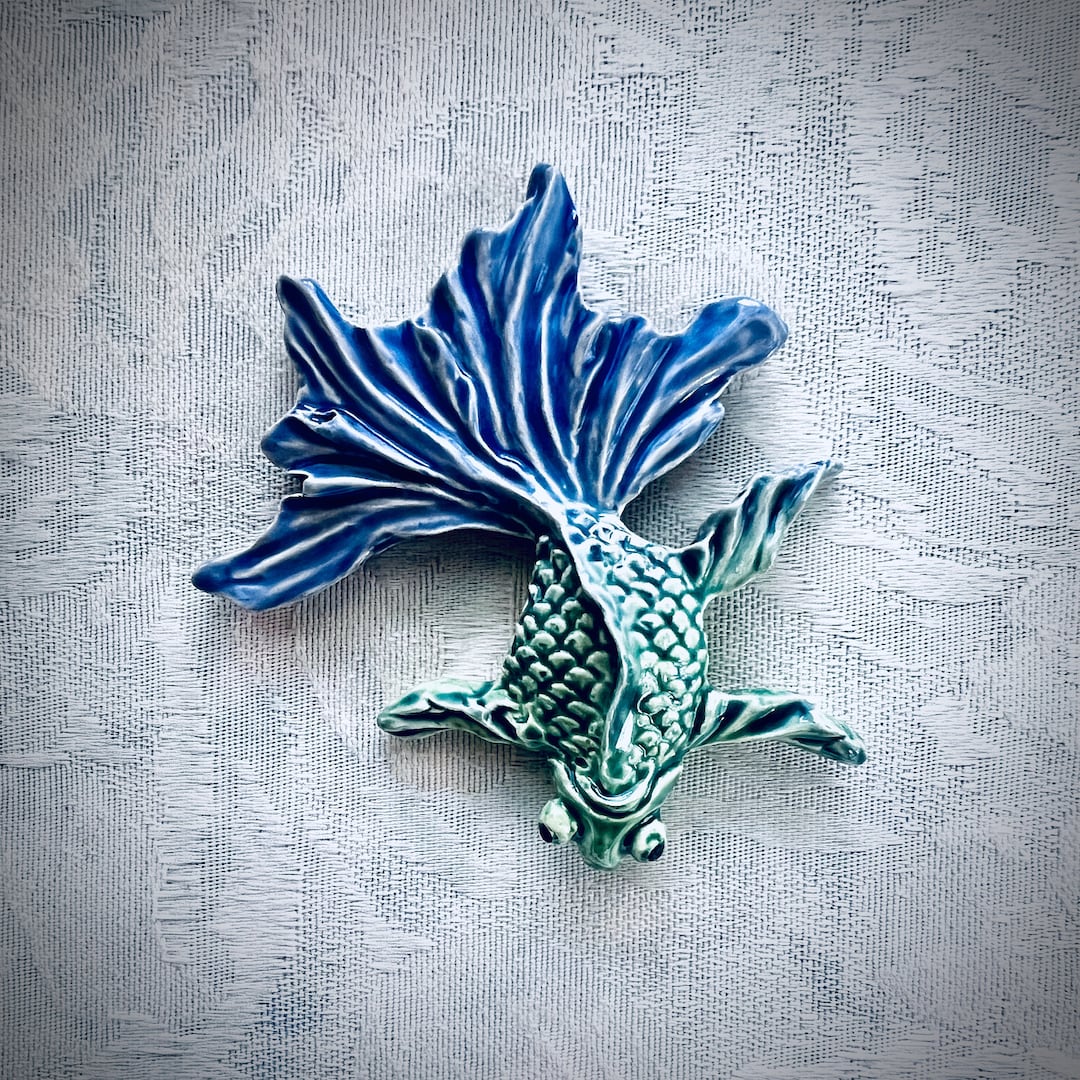 Blue/green Ceramic Koi for Mosaic Garden Art, Koi Pond Stepping Stone ...