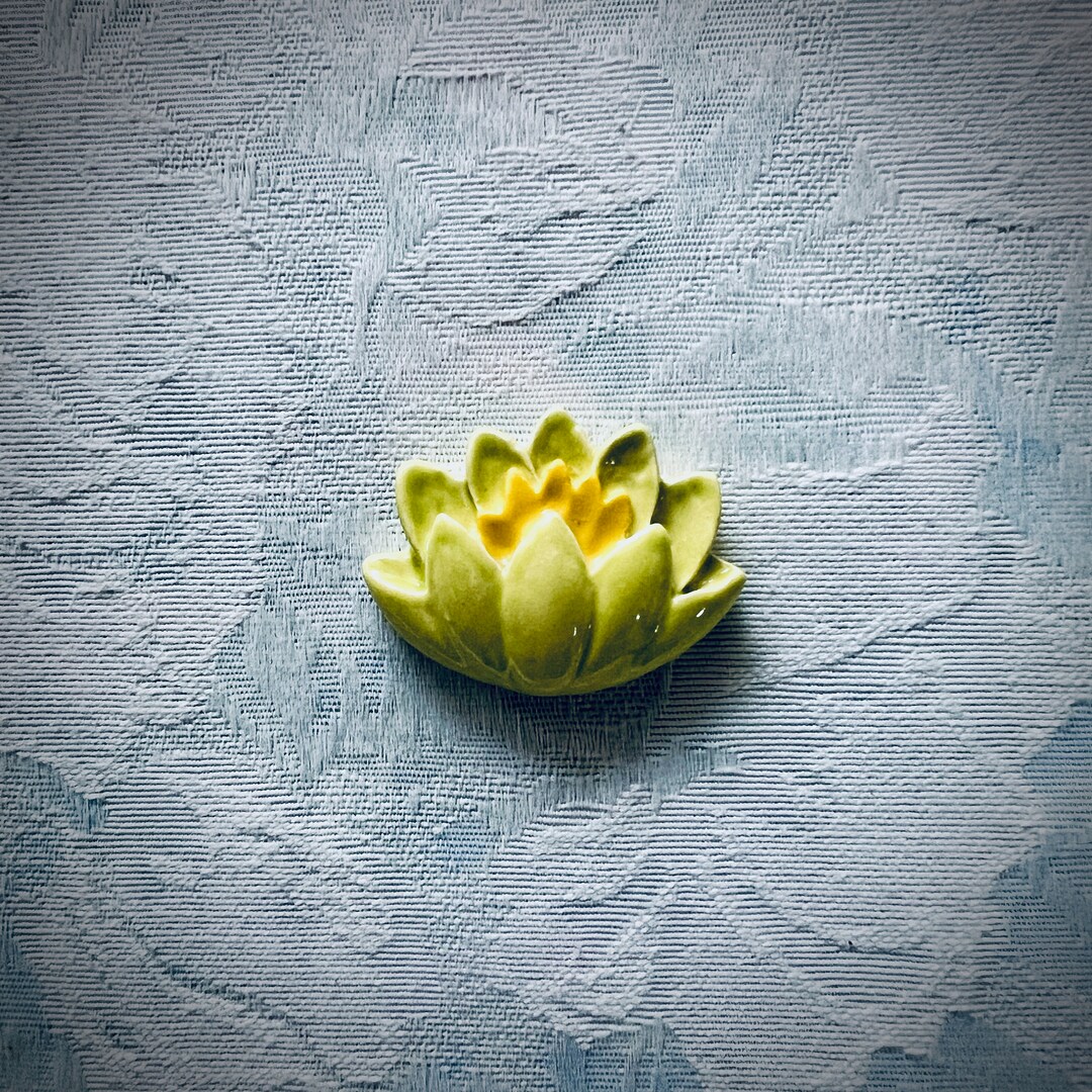 Chartreuse Ceramic Lotus for Garden Mosaic Art, Koi Pond Stepping Stone ...