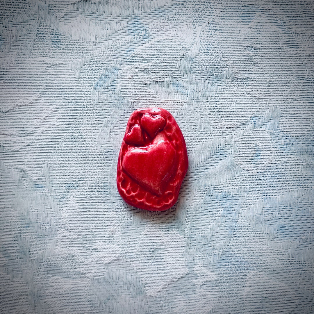 Red Ceramic Heart Tile for Mosaic Art, Valentine Heart, Hand Painted ...