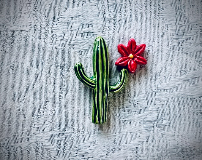 2 Ceramic Desert Tiles for Mosaic Southwest Art, Cactus & Flower ...