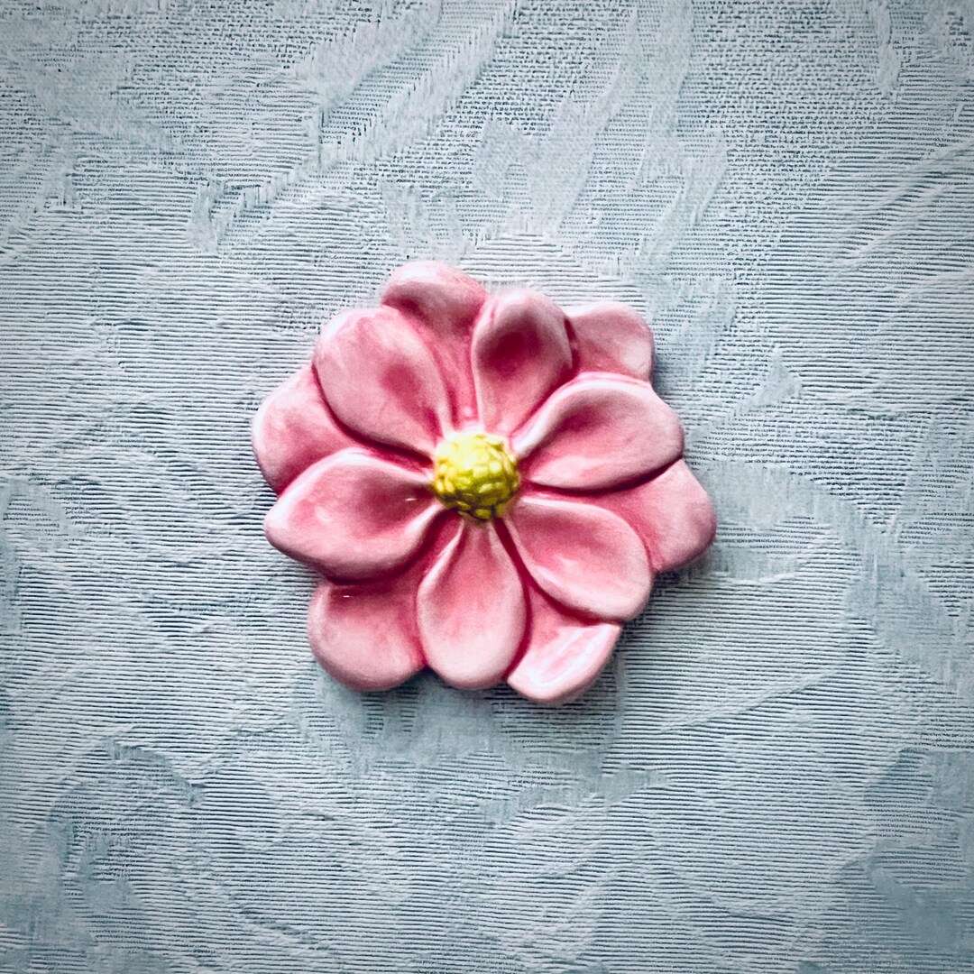 Pink Ceramic Magnolia Bloom for Mosaic Garden Art, Stepping Stone, Hand ...