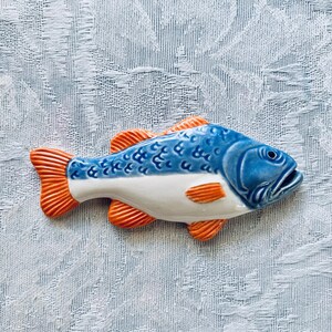 Blue Ceramic Fish for Seascape Mosaic, Ocean Art, Hand Painted Tile - Etsy