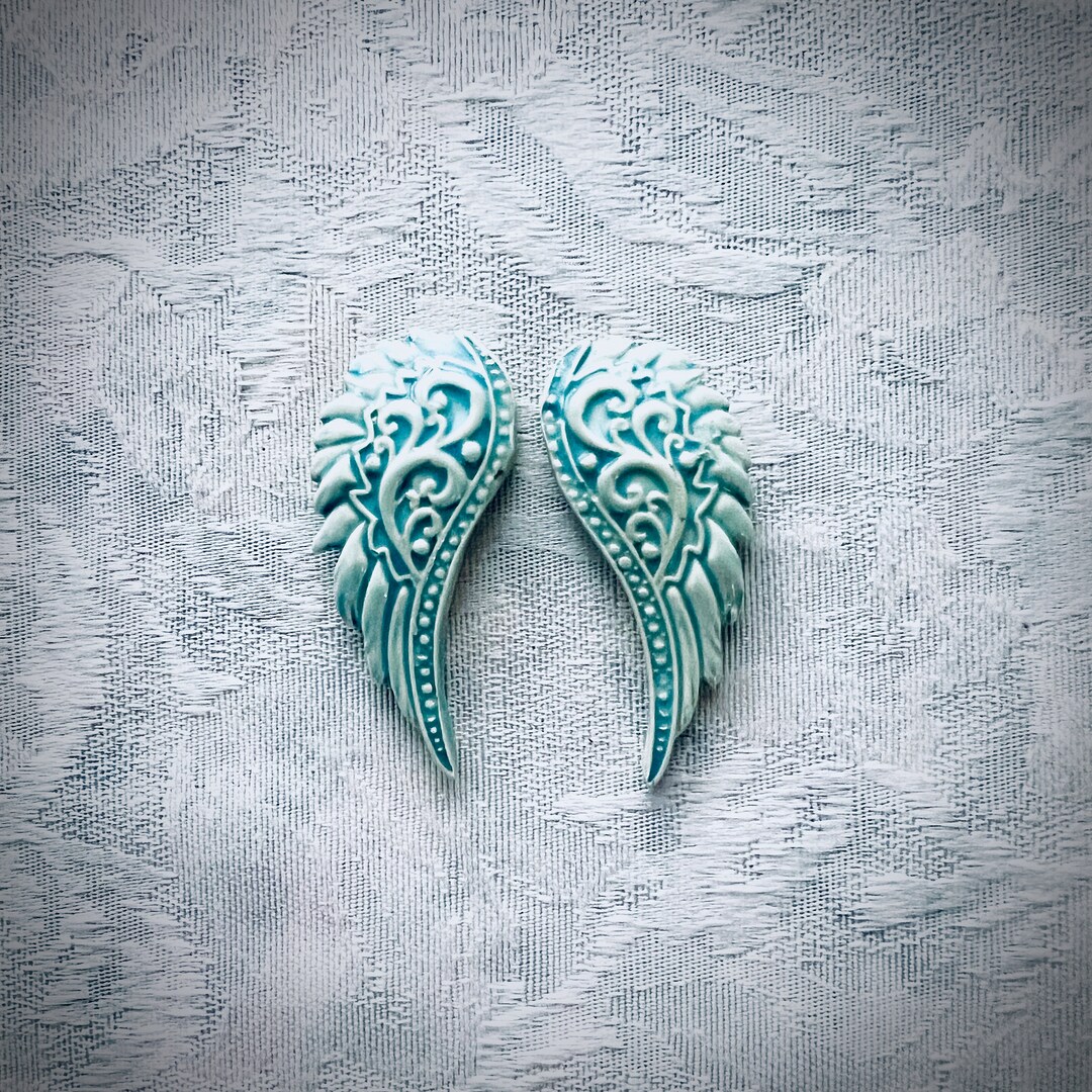 Aqua Ceramic Angel Wings for Mosaic Garden Art, Spiritual Art, Hand ...